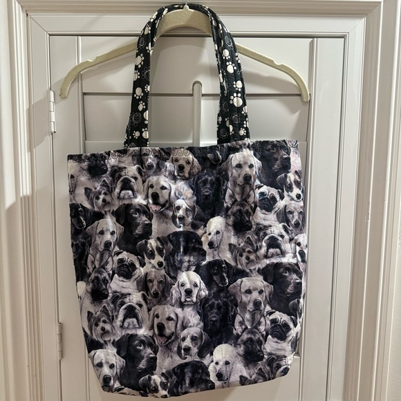 Bags | Dog Print Tote Bag With Black Paw Print Handles | Poshmark